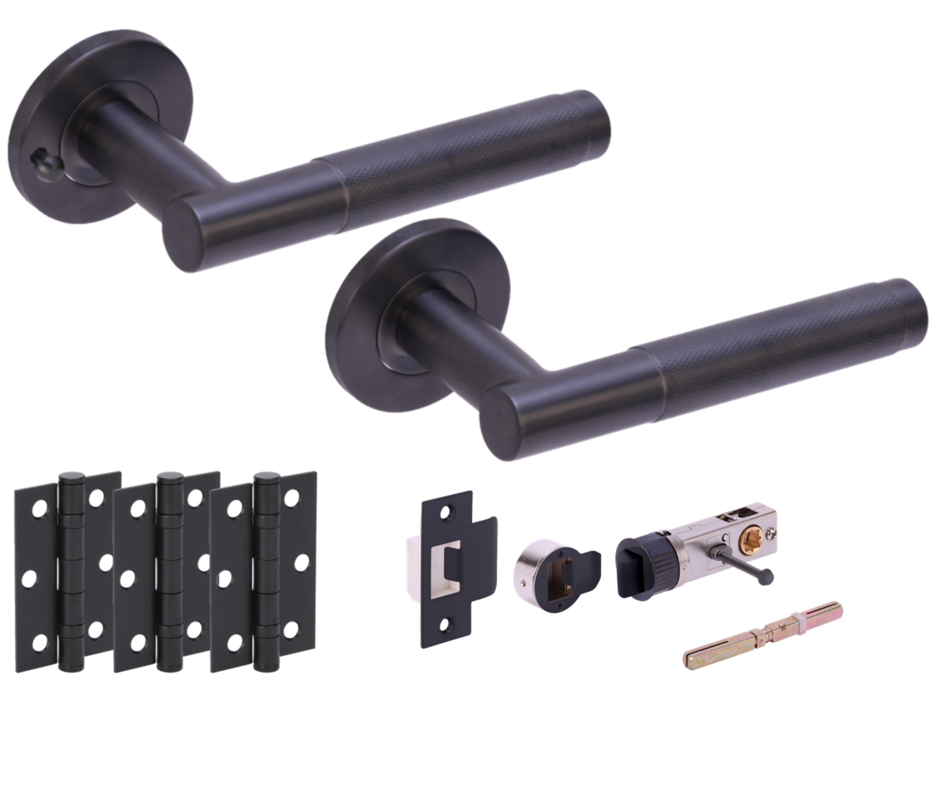 HUNTA® KOTOR Knurled Graphite Grey Privacy Doorpack (x3 hinges) BULLET ...