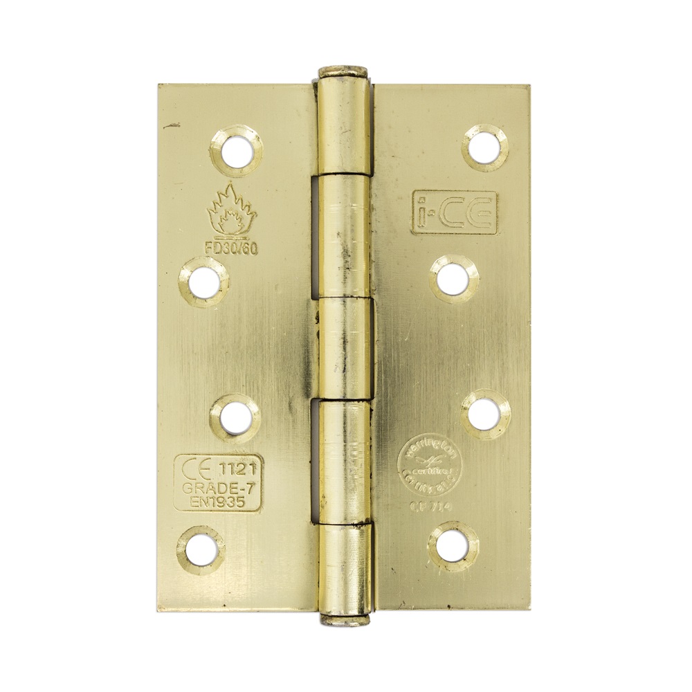 i-CE Locking Systems Button Tip Butt Hinge 100mm CE Rated Electro Brass ...