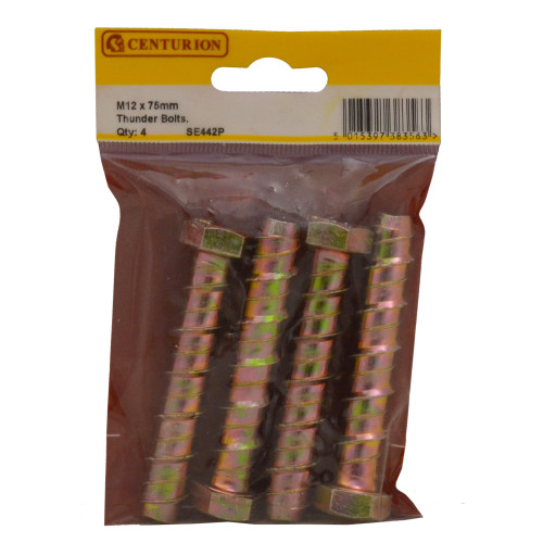 Centurion® M12 X 75mm Thunder Bolts (Pack of 4) - Powered by Trade